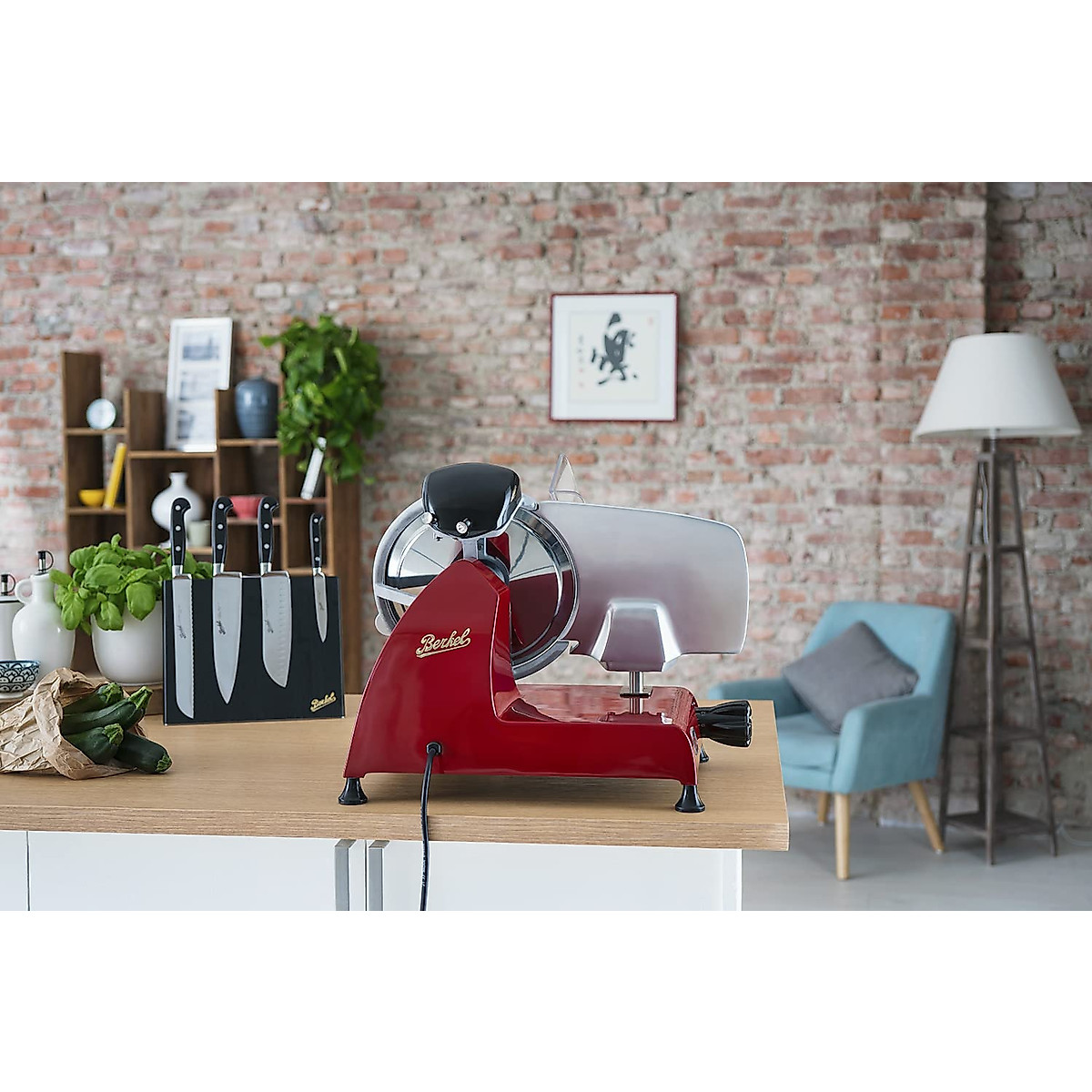 Berkel Red Line 250 Electric Food Slicer, Red, 10 inch Blade, Adjustable Thickness, Kitchen Appliance for Home Use