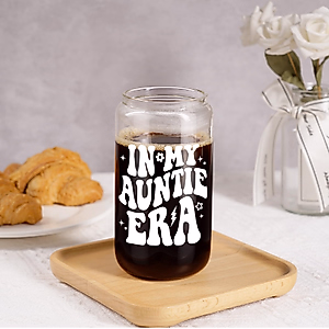 Fairy's Gift Aunt Cup, Cute Aunt Gifts - Iced Coffee Cup, 16 oz Glass Cup with Lid & Straw - Christmas, Birthday Gifts for Auntie, Best Aunt, New Aunt - Auntie Gifts from Niece, Nephew