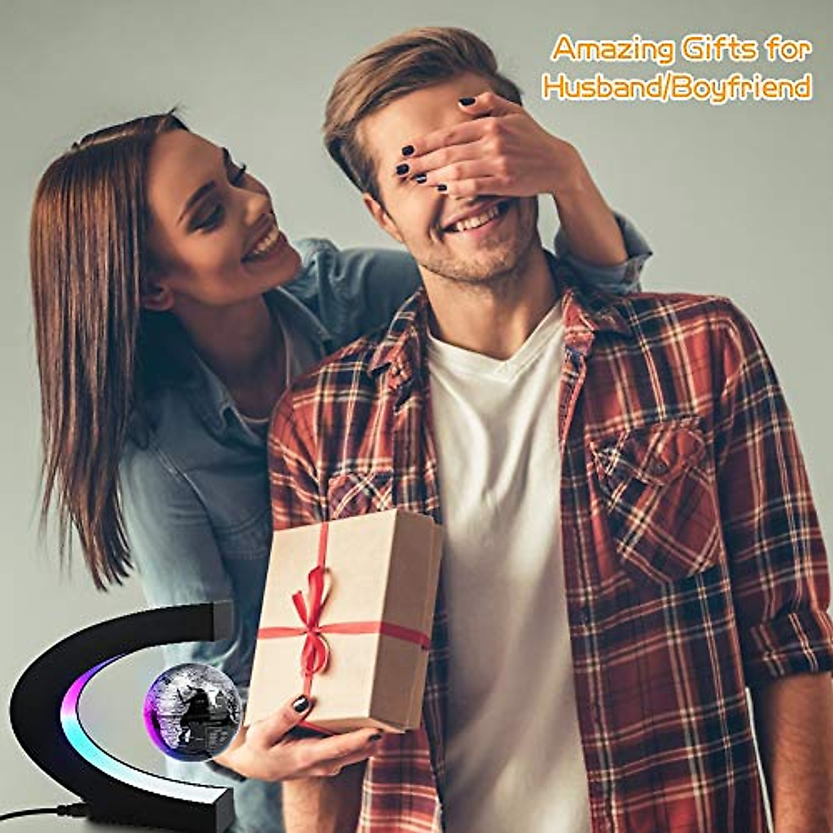 MOKOQI Magnetic Levitating Globe with LED Light, Cool Tech Gift for Men Father Boys, Birthday Gifts for Kids, Floating Globes World Desk Gadget Decor in Office Home/Display Frame Stand