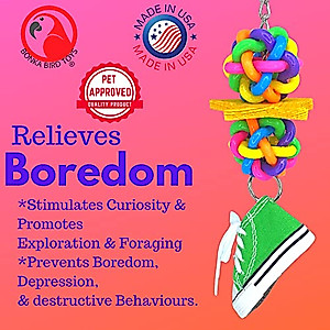 Bonka Bird Toys 1356 Star Sneaker Rubber Chew Wood Cotton Parrot Quaker Parrotlet Budgie Cockatiel