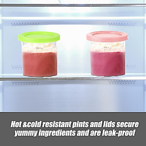 2pcs Replacement Containers for Ninja Creami Pints and Lids, Reusable Ice Cream Containers with Lids Creami Containers Compatible with NC301 NC300 NC299AMZ Series Ice Cream Maker (Pink, Green)