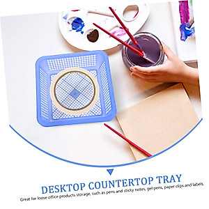 STOBAZA 12pcs Desk Storage Baskets Paper Organizer Basket Plastic Bins with Handles Plastic Basket Bin woven hamper kids plastic pallet Office Drawer Shelf child toy basket desktop