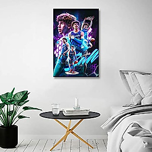 LaMelo Ball Poster Canvas Wall Art Basketball Posters Living Room Bedroom Office Wall Decor (16x24inch-No Frame,A)