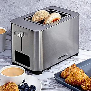 REDMOND 2 Slice Toaster, Full Touch Screen LED Display Stainless Steel Toaster with 6 Bread Shade Browning Settings, Bagel/ Reheat/ Defrost/ Cancel