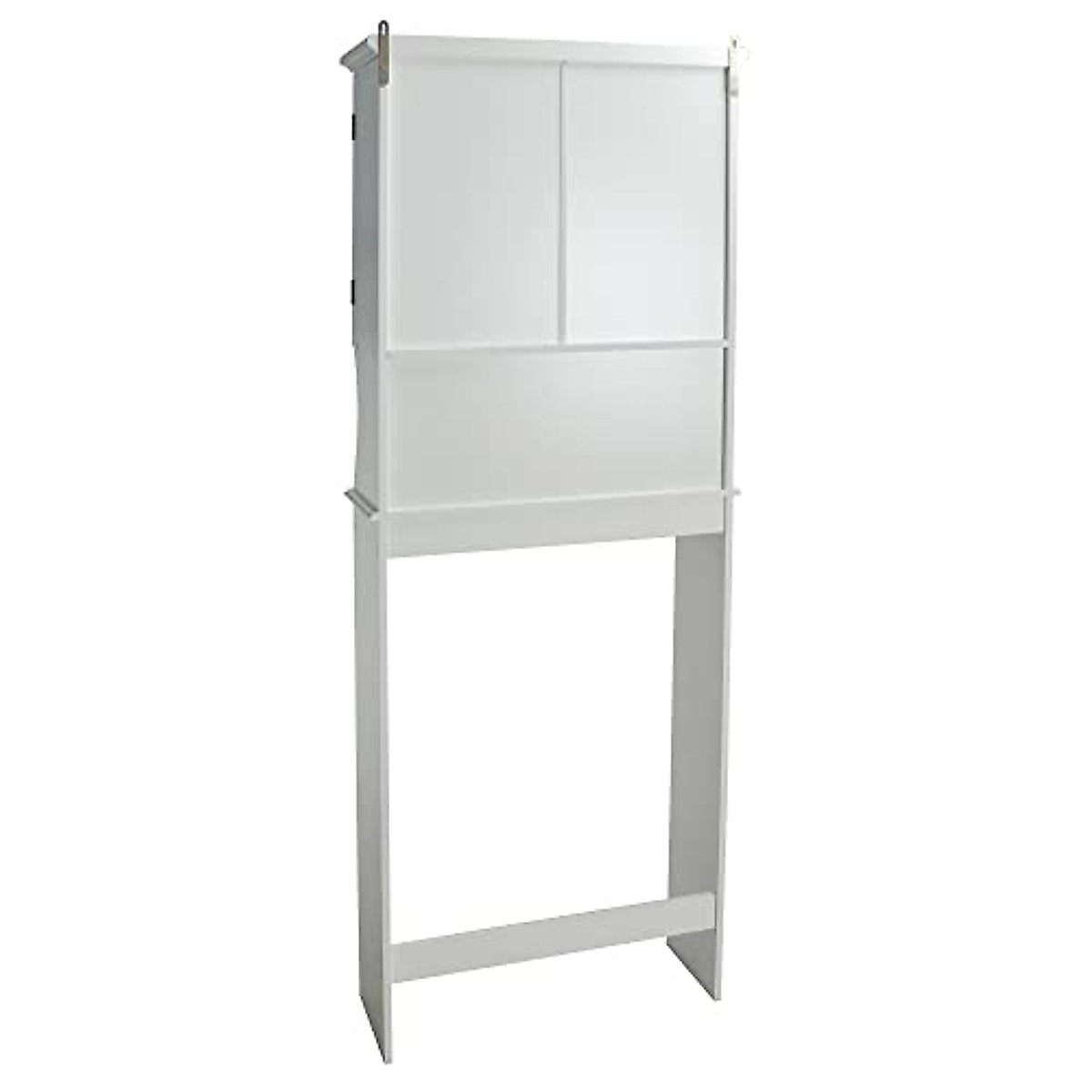 Redmon Contemporary Country Louvered Doors, White Space Saver Cabinet, Full