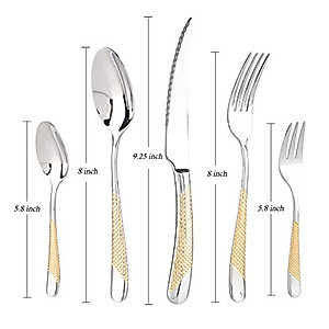 Silverware Set Stainless Steel Flatware Tableware Cutlery Set Include Knife Fork Spoon Gold Silver Cutlery Set 5 Pcs(Gold)