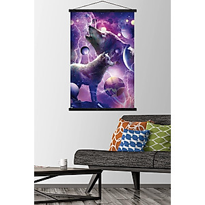 Trends International James Booker - Space Wolves Howling Wall Poster with Magnetic Frame