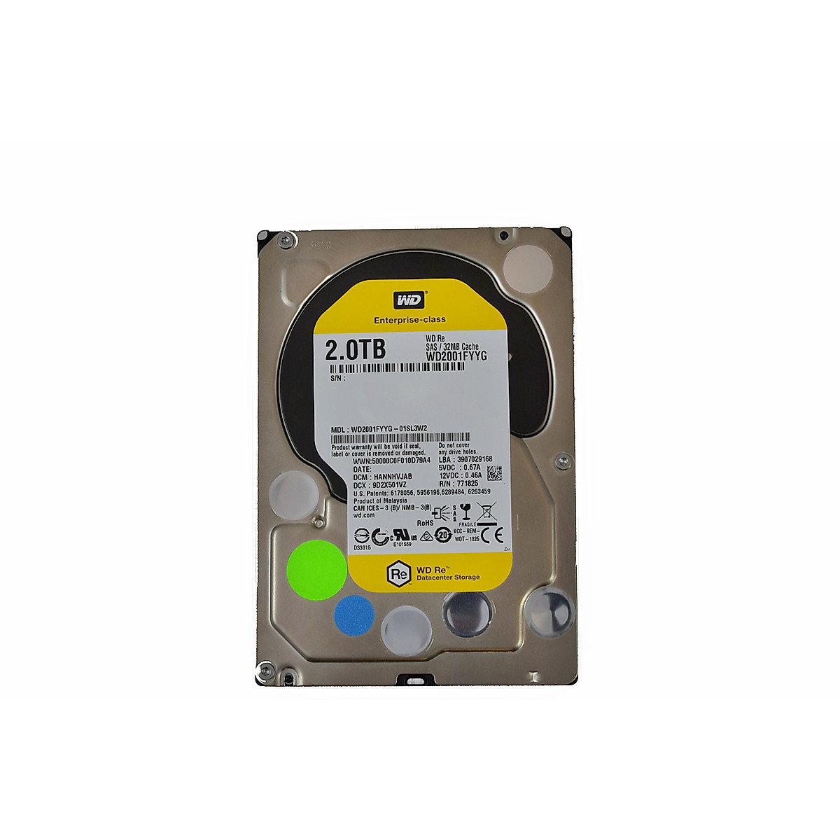 WD RE SAS 2 TB Enterprise Hard Drive: 3.5 Inch, 7200 RPM, SAS, 32 MB Cache - WD2001FYYG