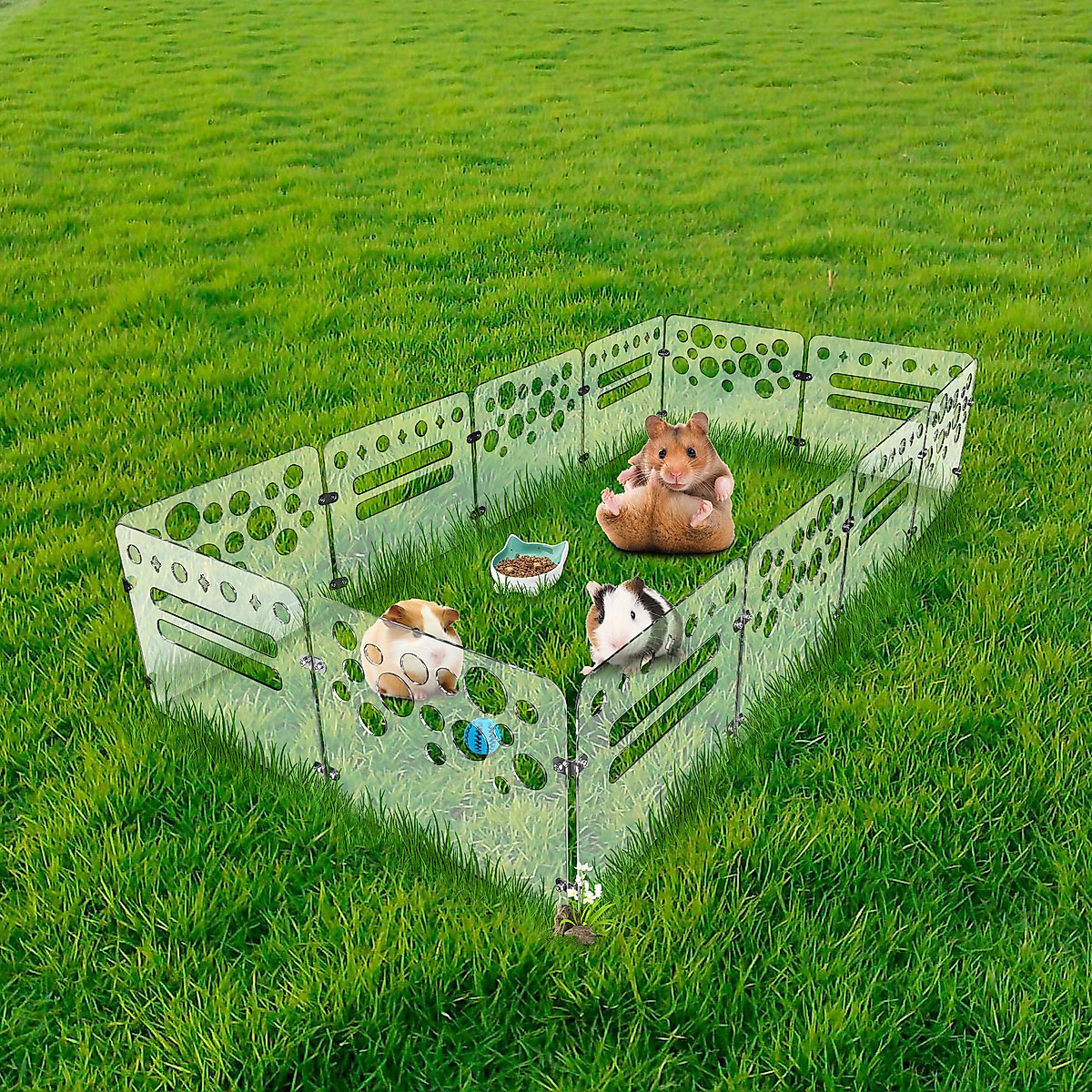 Teabelle Guinea Pig Playpen Cage, 4ft x 2ft Large Clear Play Area for Small Animal, Transparent Acrylic DIY Panel, Habitats for Guinea Pig Dwarf Rabbit Hedgehog Chinchillas Hamster (50"x25"x10")