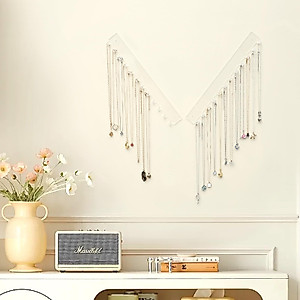 milylove Acrylic Necklace Holder 2 Pack Wall Mounted Necklace Organizer Hanging Jewelry Organizer with 12 Hooks for Necklaces, Bracelets, Rings and Bangles Display