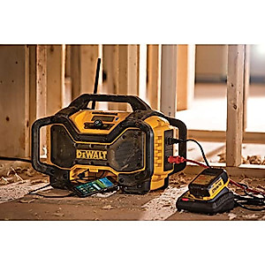 DEWALT 20V MAX Bluetooth Radio, 100 ft Range, Battery and AC Power Cord Included, Portable for Jobsites (DCR025)