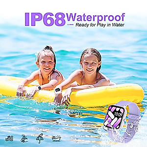 HENGTO Fitness Tracker Watch for Kids, IP68 Waterproof Kids Smart Watch with 1.4" DIY Watch Face 19 Sport Modes, Pedometers, Heart Rate, Sleep Monitor, Great Gift for Boys Girls Teens 6-16 (Purple)
