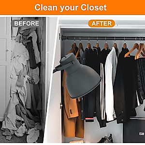 Closet Rod, 63-70 Inch Adjustable Closet Rods for Hanging Clothes, 100lb Load Bearing Heavy Duty Closet Poles, Black Metal Closet Bar for Wardrobes, Windows Space Saving