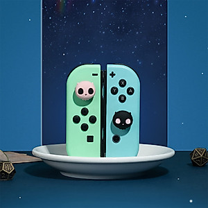 GeekShare Halloween Cute Silicone Joycon Thumb Grip Caps, Halloween Joystick Cover Compatible with Nintendo Switch/OLED/Switch Lite,4PCS - Pink Skull (Pink & Black)