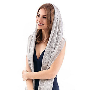 ShineGlitz Shawls and Wraps for Evening Dresses, Metallic Glitter Shawls for Women, Sparkling Wedding Metallic Silver Shawl Gift