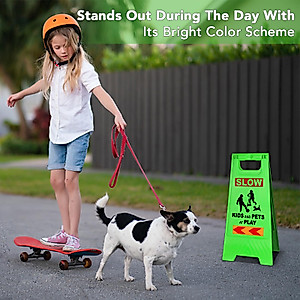 XPCARE 4 Pack Kids Playing Sign for Street, Children at Play Safety Sign with Reflective Tapes,Caution Slow Down for Street,Kids and Pets at Play Warning Sign