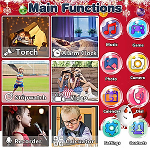 Smart Game Watch for Kids, IP67 Waterproof Kids Smart Phone Watch with 11 Puzzle Games 1.44" HD Touch Screen Music Player Camera Video Recorder Alarm Clock Birthday Learning Toys Boys Girls (Black)