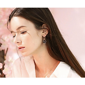 Rose Gold Plated Black Rose Flower Dangle Drop Earrings Fashion Jewelry for Women