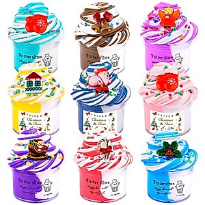 9 Pack Dual Color Butter Slime Kit,Super Soft and Non-Sticky Christmas Stocking Fillers,Cute and Cheap Bought as a Gift.DIY Slime Kit for Girls Boys, Kids Party Favors Slime Putty Toy