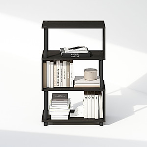 Furinno Reed 4-Tier S-Shaped Bookcase, Bookshelf, Espresso