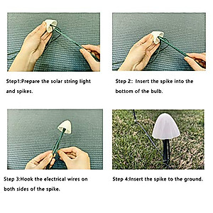 Kagoohan 24 feet 12 LED Outdoor Solar String Mini Mushroom Lights  8 Modes Garden Patio Yard Landscape Party Lawn Pathway Wedding Home Christmas Holidays (Multi-Colored)