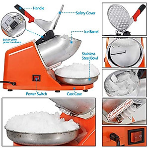 Smartxchoices Electric Ice Shaver Machine Ice Snow Cone Maker for Home Commercial Use 143 lbs New, 300W Stainless Steel Blade