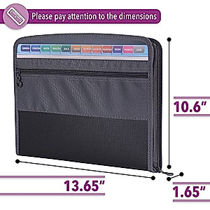 Mr. Pen- Accordion File Organizer, 13 Pockets, Black, Letter A4 Paper Document Accordion Folder, Expanding File Folder with Sticky Labels, Accordion File Folder Document Organizer