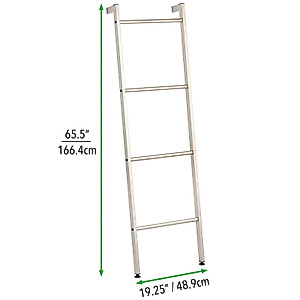 mDesign Metal Leaning Blanket and Towel Ladder - Blanket Ladder for Bedroom and Towel Ladder for Bathroom - Throw/Quilt Display Holder Rack - Nursery Wall Ladder - Blanket Ladder Decor - Satin