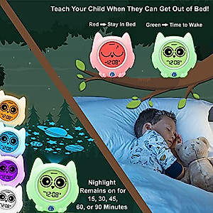 SHARP Ready to Wake Owl Sleep Trainer, Kid’s Clock for Ready to Rise, Ceiling Projection Nightlight and “Off-to-Bed” Feature – Simple to Set and Use!