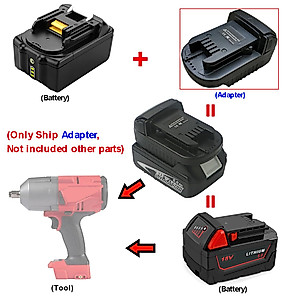 Battery Adapter for Makita to Milwaukee M18 18V Lithium Cordless Tool, Convert Makita 18V LXT Lithium Battery BL1860B/BL1850B/BL1830/BL1815 to Milwaukee 18 Volt Lithium-Ion M18 Battery Converter