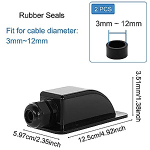 DKARDU Solar Cable Gland Waterproof Housing Single Port Cable Entry Box ABS 3mm to 12mm for RV Boats, 2 PCS Solar Panel Wiring Mounting Brackets, IP68 Black