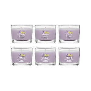 Yankee Candle Signature Votive Mini Candle Jar, Lemon Lavender Scent, Natural Soy Wax Blend Candle with Natural Fiber Wick, 1.3 OZ Glass Jar (Pack of 6)