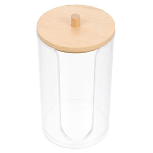 ULTECHNOVO Bathroom Cup Dispenser, Clear Acrylic Canister Cotton Round Pad Holder Makeup Organizer with Lid for Vanity Countertops