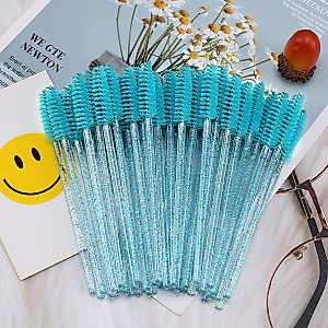 Akstore 100 Pack Disposable Eyelash Mascara Brushes Eyelash Brush Wands Applicator Makeup Kits (Colorful-Blue)