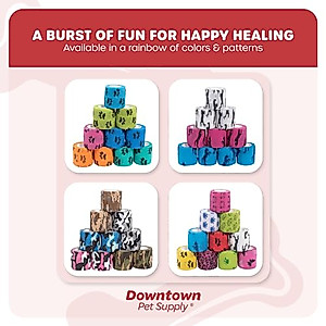 Cohesive Vet Wrap for Dogs, Self Adhesive Bandages in Bulk, Pet Cat Wound Care, Gauss Bandage for Horses by Downtown Pet Supply (Rainbow Camo, 10 Pack)