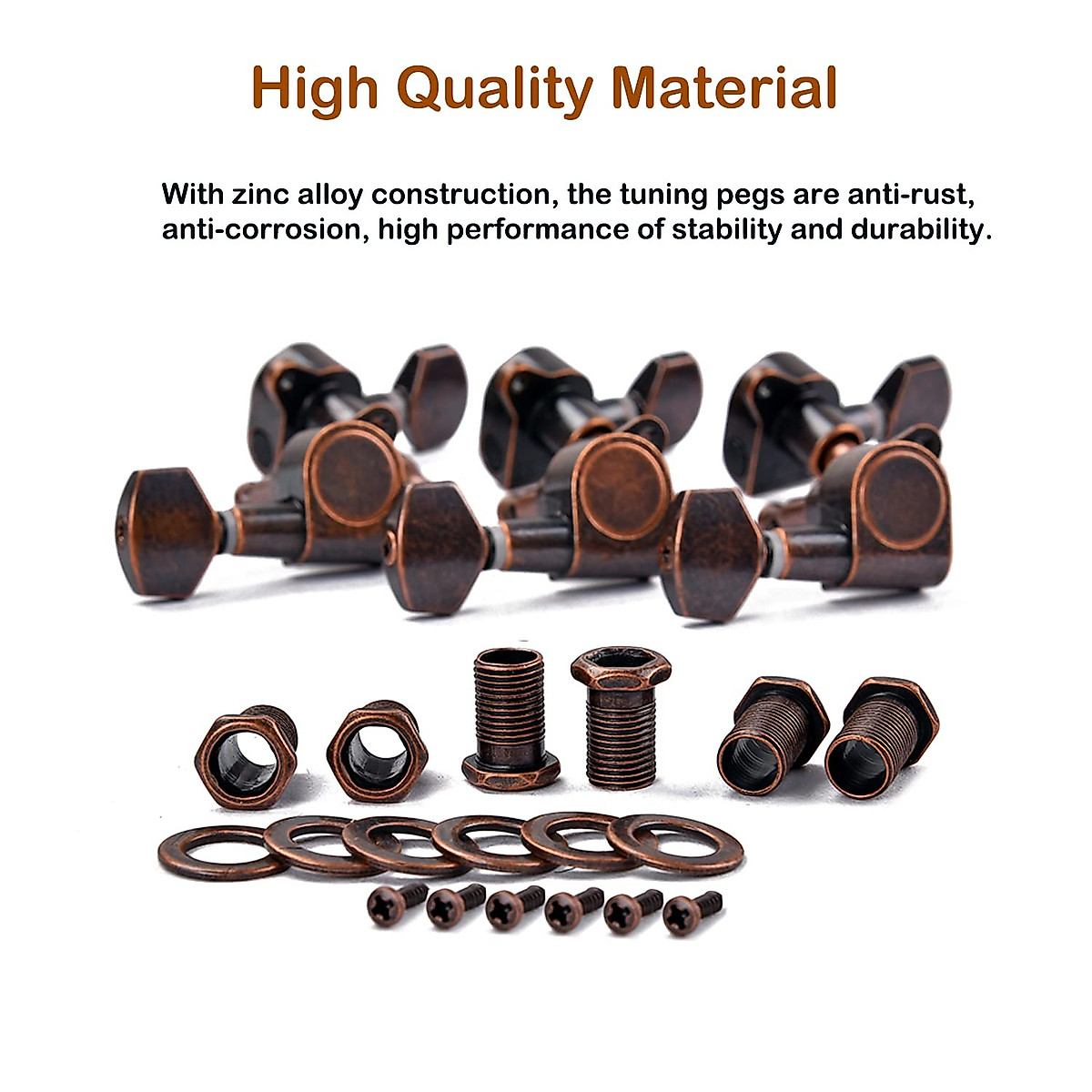 Guitar Tuners Machine Heads, 6R Guitar Tuning Pegs Tuning Keys String Pegs for Acoustic & Classical Guitar