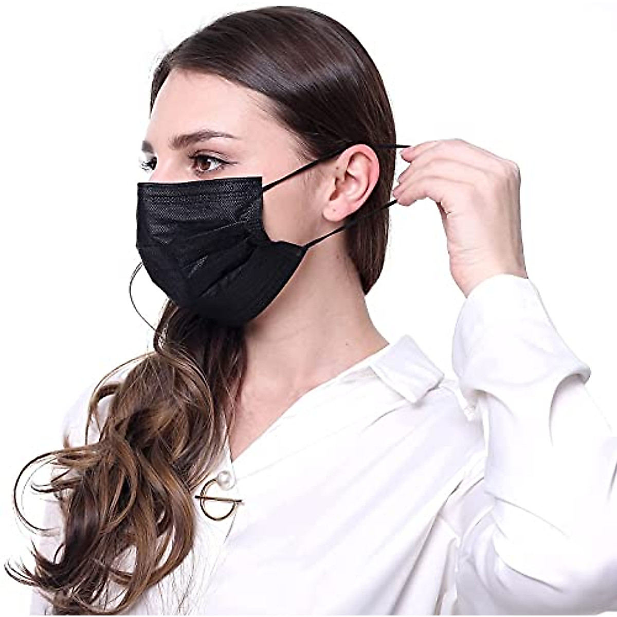 100pcs Premium Individually Wrapped Disposable Face Mask Black Premium Comfort Earloops Nose Wire