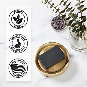 Natural Activated Charcoal Soap Bar (2-Pack) - Hand, Foot & Body Soap - Tea Tree, Peppermint & Charcoal Soap - Vegan, Cruelty Free - Made In USA - 8 Oz