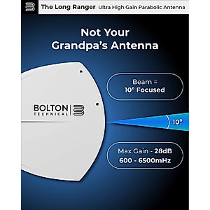 Bolton Long Ranger | New Parabolic Antenna - up to 20 Miles Range | High gain Cellular/WiFi Antenna up to +28 dB | All Cell Bands LTE,4G,5G,3G, WiFi 2.6/5 GHz WiFi 6 (Renewed)