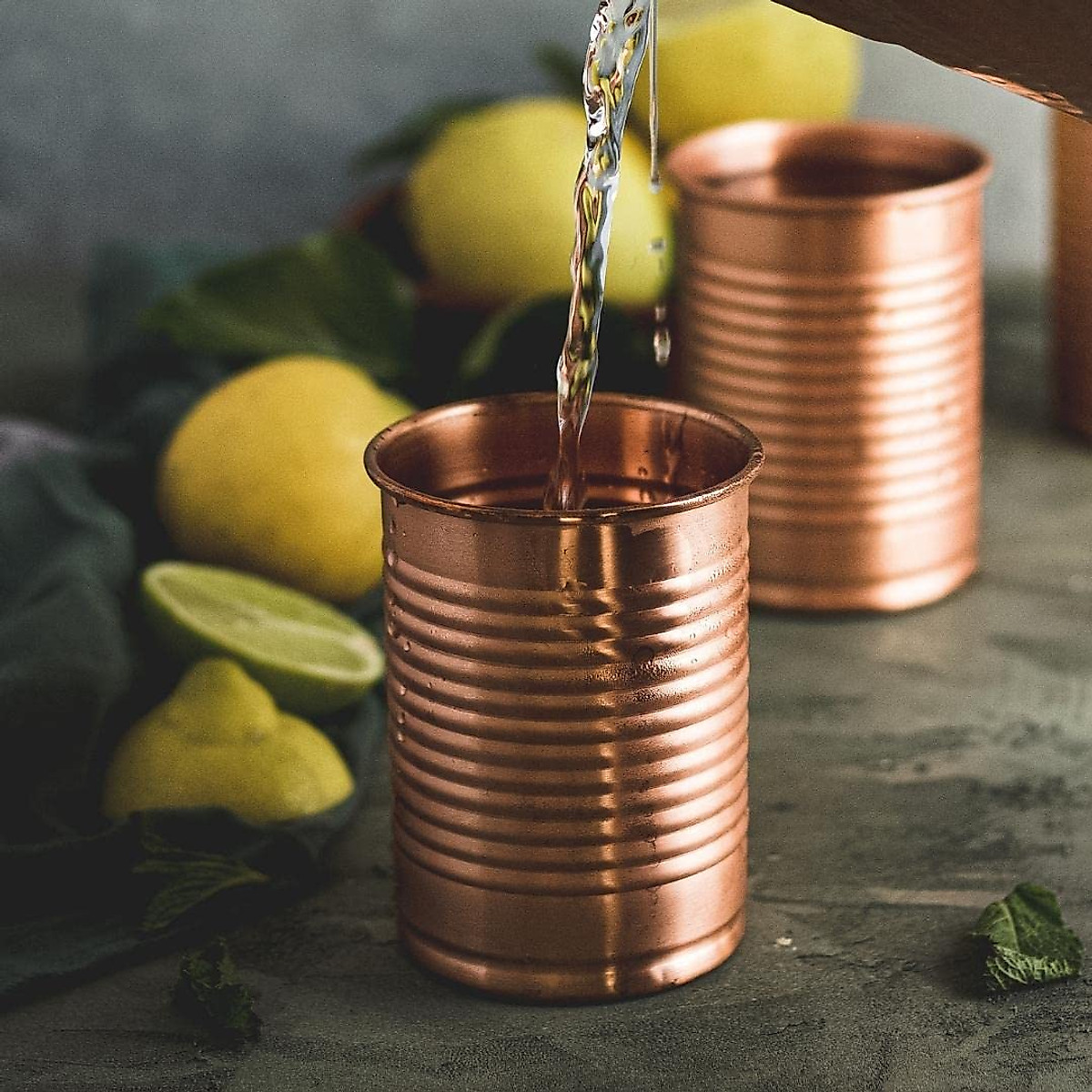 Kosdeg Copper Cocktail Tins Set of 2 12oz - Copper Cups For Drinking - Bean Tin Design - Perfect Copper Mug Bar Set for Tastier Drinks - Metal Tumbler gets Ice Cold In Seconds