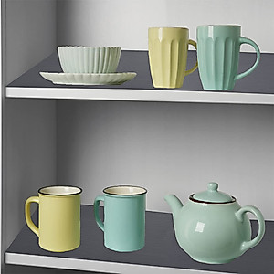 Shelf Liner Kitchen Drawer Mats, Non Adhesive EVA Material with Refrigeator Liners,Waterproof Durable Fridge Table Place Mats for Cupboard, Cabinets, Drawer Liner, Bathroom-Gray,11.8''x59''(3roll)