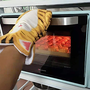 Ochine 1PC Oven Mitts Kitchen Cooking Baking Heat Resistant Cat Glove Oven Mitts Gloves Kitten Cotton Oven Mitts Cute Cat Paw Design Baking Gloves Heat Resistant Cooking Gloves Pot Holder Gloves
