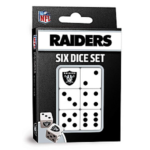 MasterPieces Game Day - NFL Las Vegas Raiders - 6 Piece Team Logo Dice Set - D6 Standard Size