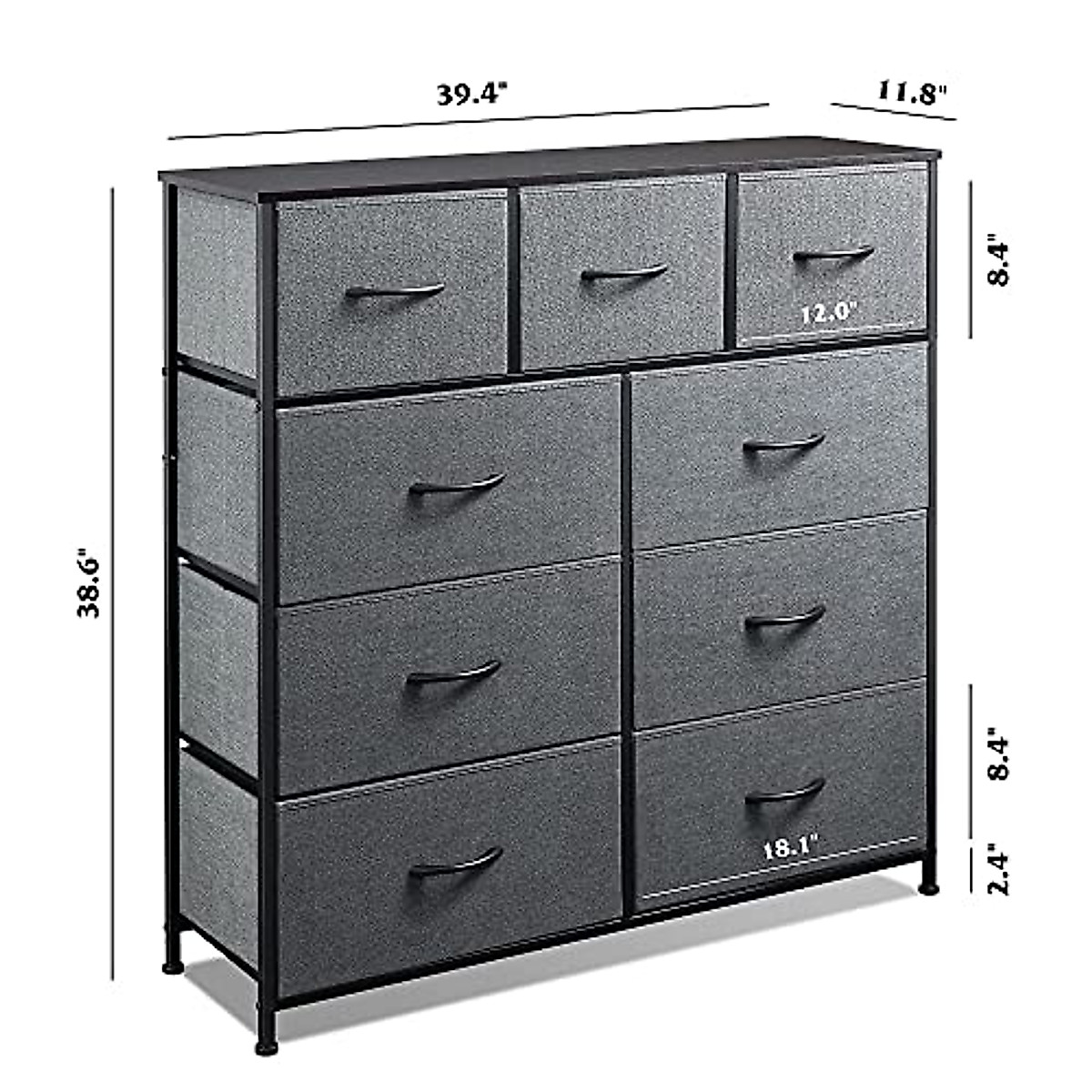 WLIVE 9 Drawer Dresser and 11 Drawer Tall Chest Organizer Set, Fabric Storage Dresser for Bedroom, Nursery, Entryway, Closets, Charcoal Gray