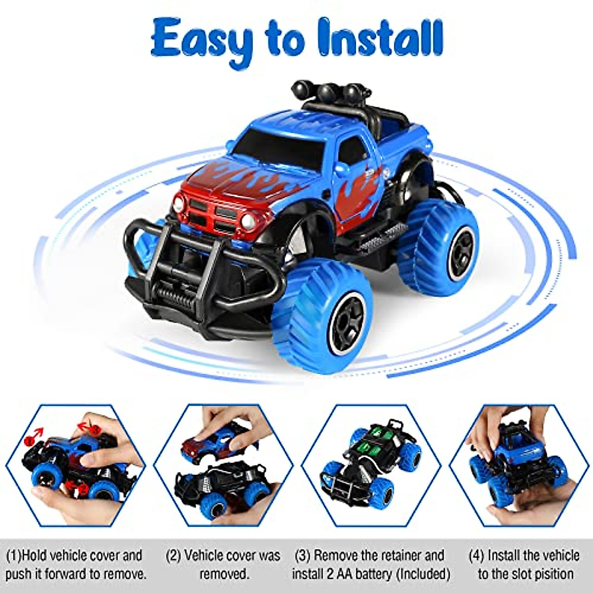 Kizeefun Remote Control Car for Toddlers, Mini RC Car for Kids, Boys and Girls with 1: 43 Scale, 4 Channels, Toy for Toddlers and Kids 3, 4, 5,6, 7, 8 Year Old (4 AA Batteries Included)