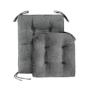 Basic Beyond Rocking Chair Cushions Set of 2, Porch Rocker Cushions for Wooden Rocking Chairs Outdoor with Thick Padding, Back Cushion with Ties, Tufted Seat Cushion with Non-Slip Backing(Dark Grey)