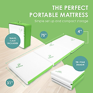 Cushy Form Floor Mattress - Foldable 4 Inch Foam Camping Bed w/Case for Adults & Kids - Folding Portable Bed for Travel, Van, Guest - Fold Up Pad - College Dorm Room Essentials for Girls and Guys