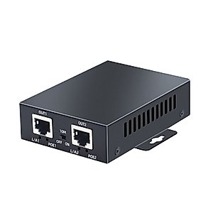 SODOLA 2 Port POE Extender 10/100Mbps,1 in 2 Out POE Repeater for Security Systems IP Camera, PoE Amplifier, PoE Booster, Wall-Mount, IEEE 802.3at / 802.3af, Metal Housing Network PoE Signal Extender