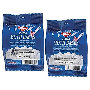 para Moth Balls Kills Clothes Moths and Carpet Beetles, 4 oz Bag (2 Pack)