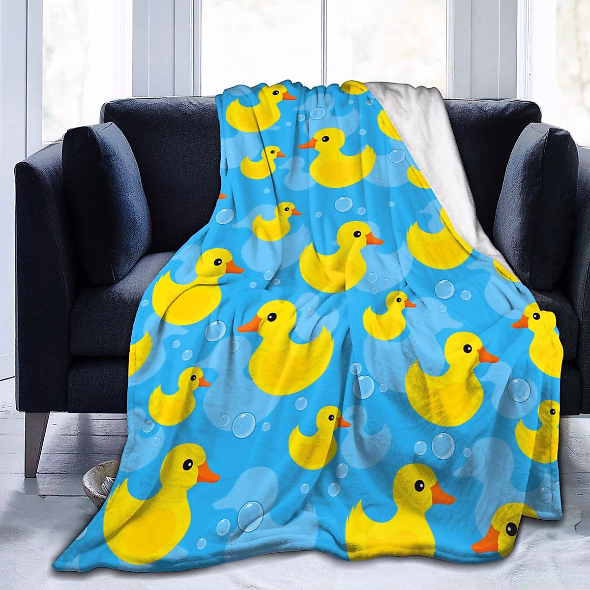 Cute Fun Duck Blanket, Soft Blankets Flannel Bed Throw Cozy Lightweight Plush Gifts for Kids Boys Girls Women Men Sofa Couch Bedroom Living Rooms Warm All Season, Home Decor, 80"x60"